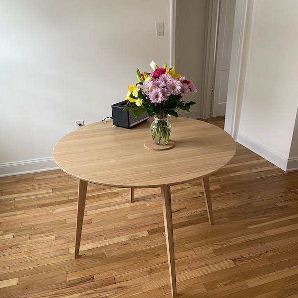 Round Solid Wood White Oak Dining Table Reclaimed Dining Room Large ...