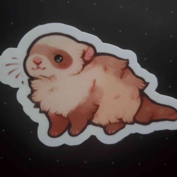 Fluffy Ferret Sticker / Cute Animal Sticker / Ferret Gift / Laptop ...