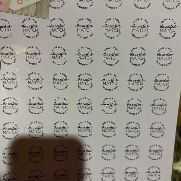 The Perfect Match Stickers for Wedding, Shower, Engagement Party - 63 ...