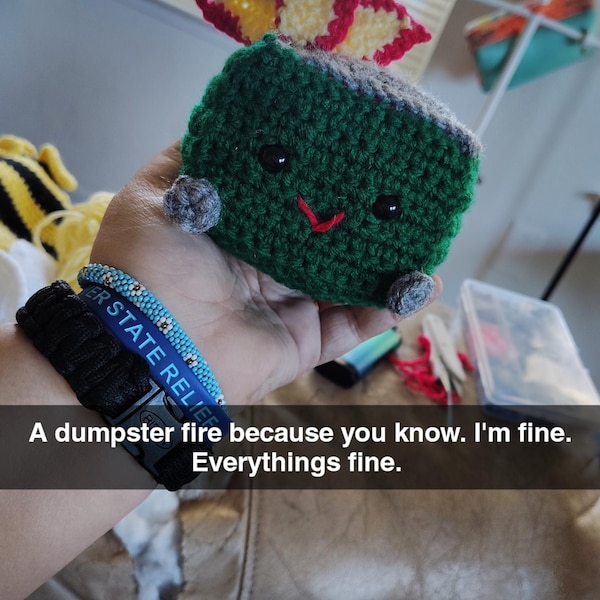 Pattern and Sign Only: Dumpster Fire Emotional Support Crochet Pdf X2 ...