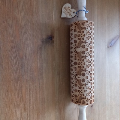 Scandinavian 4 Birds and Trees Embossing Rolling Pin - Etsy