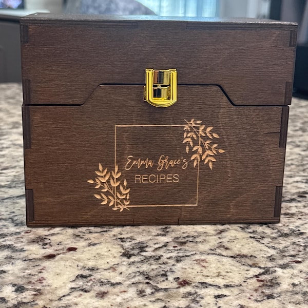 Personalized Recipe Box Family Recipe Cards Box Christmas Gift for Mom ...