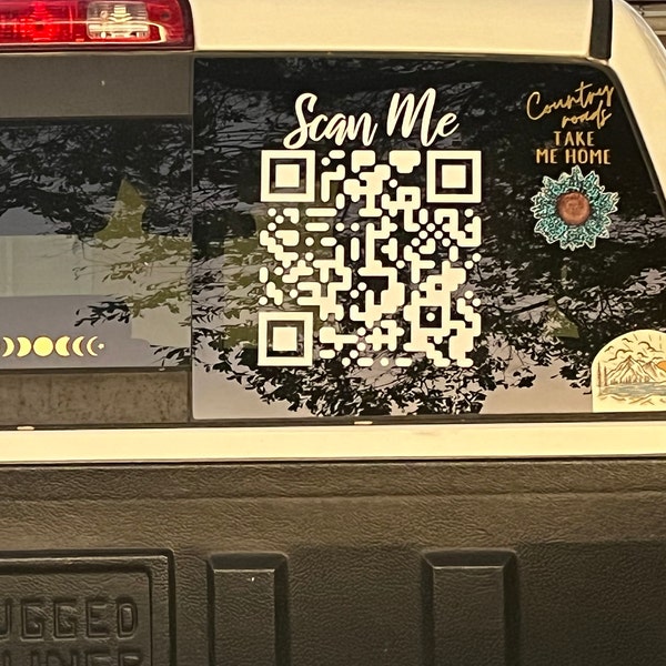 Custom QR Code and Line of Text / Social Media Sticker / Company ...