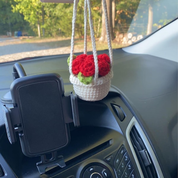 Monstera Car Plants, Crochet Hanging Plants, Car Accessories for Women ...