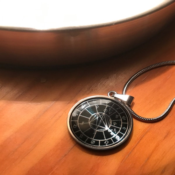 Astrology Birth Chart Necklace Personalized Pendant. Silver & Black ...
