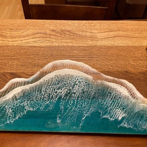 Wood Live Edge Floating Shelves With Ocean Waves Coastal - Etsy