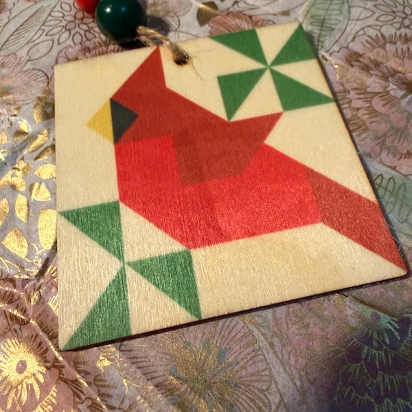 Custom Barn Quilt Square Wood Christmas Ornaments, Sublimation Wood ...