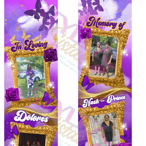 Purple Gold in Loving Memory Butterflies Memorial Sash Stole Template ...