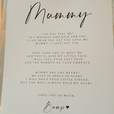 Mummy to Be Poem From Bump UNFRAMED A4 A5 PRINT Mum to Be Mothers Day ...