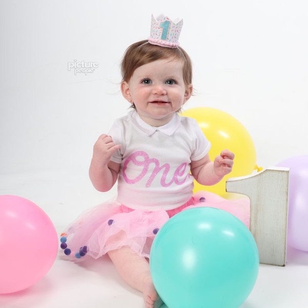 Sprinkle Mini Birthday Crown – Customizable Glitter Number, Pink Pom ...