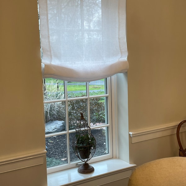 Custom Natural Linen Roman Shade, Sheer Window Treatment - Etsy