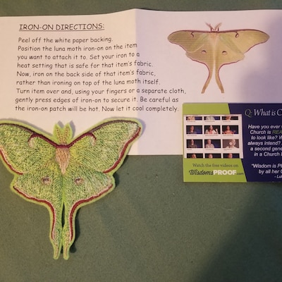 Embroidered Glow-in-the-dark Luna Moth Large or Small or XL Iron-on ...