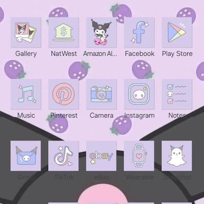 IOS 16 App Icons 540 Icons Cute Kawaii Purple Goth Bunny Cartoon Anime ...