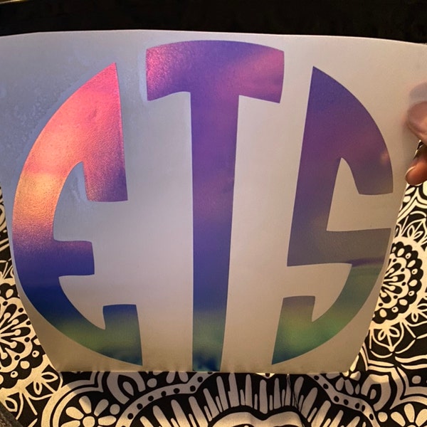 Circle Monogram Decal | Holo Monogram Sticker | Multi-chrome Monogram ...