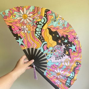 Pink Moo Moo Fan / Large Fan / Rave Accessory / Hand Fan / - Etsy