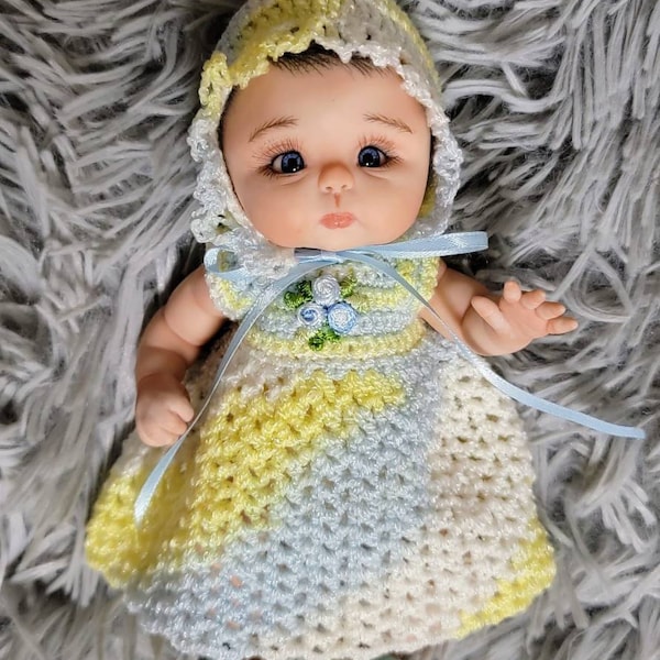 Crochet Set Clothes Made to Fit a 7"- 8" Ooak Mini Baby Clay Silicon ...