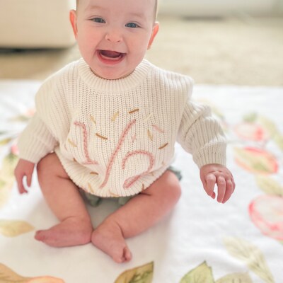 Hand Embroidered 1/2 Birthday Sweater Half Birthday Sweater Hand ...