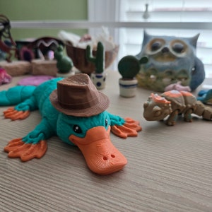 Large Articulated Platypus 3D Printed Figure With Removable Hat ...