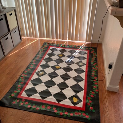 FLOORCLOTH Buttons Hand Painted Canvas Rug COUNTRY PRIMITIVE - Etsy