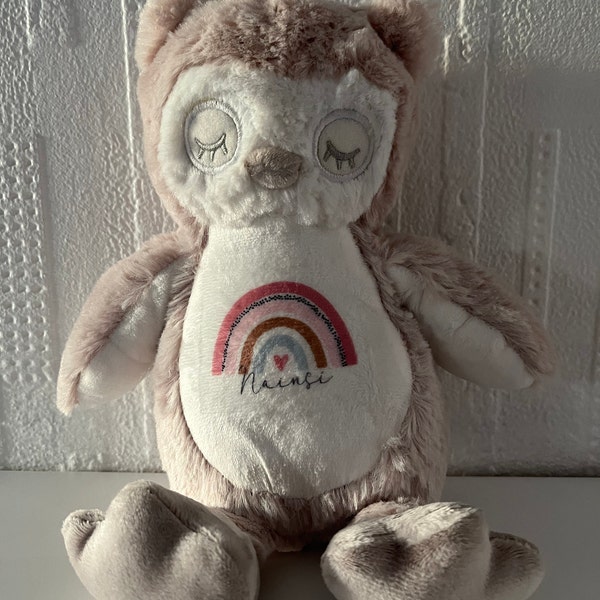 Personalised Owl Teddy, Personalised Plush Toy, Baby Girl Gift, Custom ...