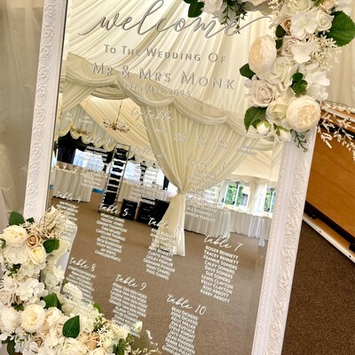 Mirror Table Plan/ Wedding Table Plan / Mirror Seating Plan/ Wedding ...