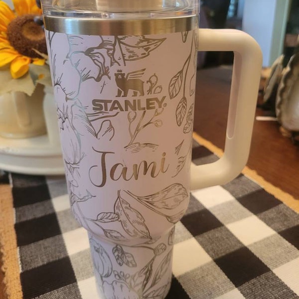 Engraved Personalized Stanley Travel Tumbler - Stanley Cup - Floral ...