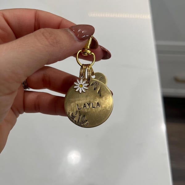 Flower Power Dog Tag, Daisy Dog Tag, Pet Id Tag, Personalized Dog Tag ...