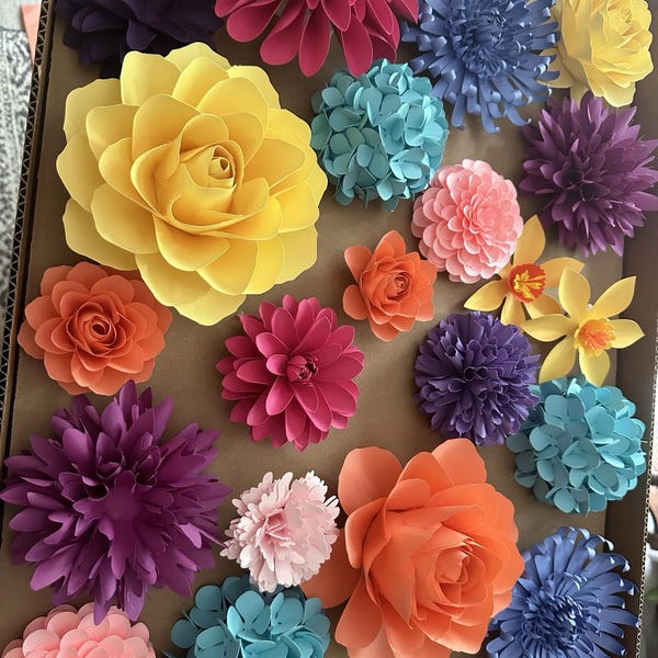 Flower Template #5 Paper Flower PDF SVG DXF Png Silhouette Studio for ...