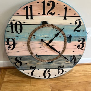 Farmhouse Wood Spool Wall Clock 20 to 36 IN Large | Etsy