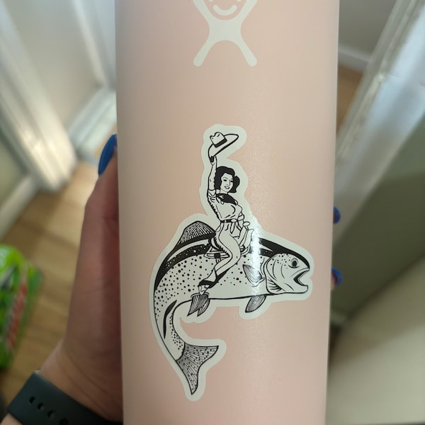 Rainbow Trout Cowgirl - Fly Fishing Rodeo - Angler Gifts - Trout ...