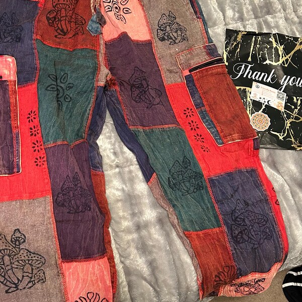 Boho Hippie Patchwork Pants With Big Box Pockets - Etsy