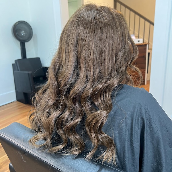 Breathable Fishnet Mesh Integrated Hair System #2 Dark Brown Curly Wavy ...