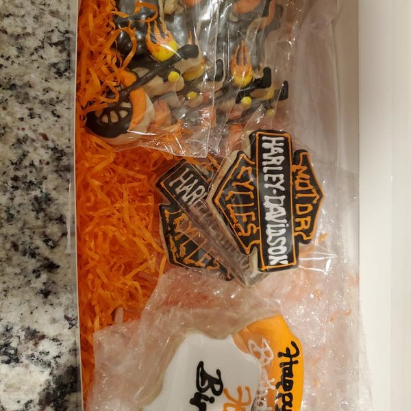 Anniversary Birthday Harley Davidson Cookies Biker Harley Logo Trophy ...