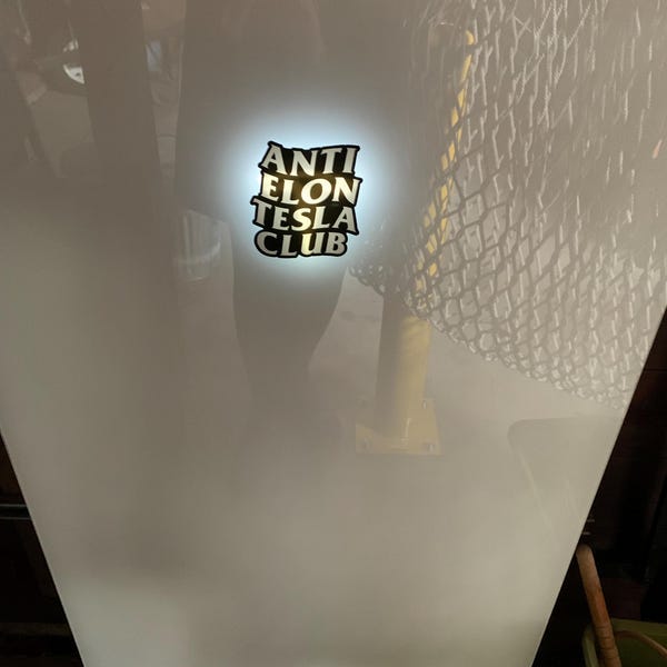 Anti Elon Tesla Club Die-cut STATIC CLING Vinyl Non-adhesive Window ...