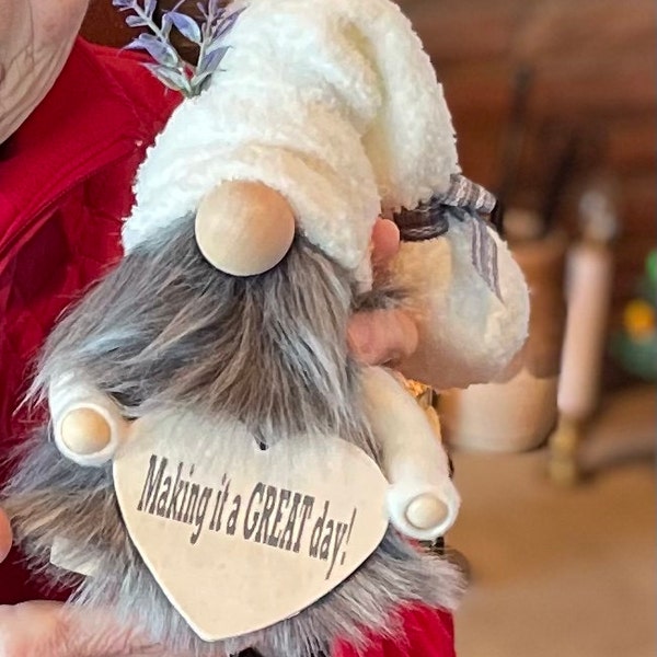 Gray Farm House Gnome ~ Standing Height 8.5~ Can Be Personalized With ...