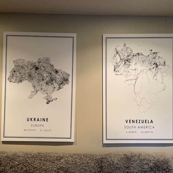 Ukraine Country Map Print Poster Canvas | Ukraine Country Road Map ...