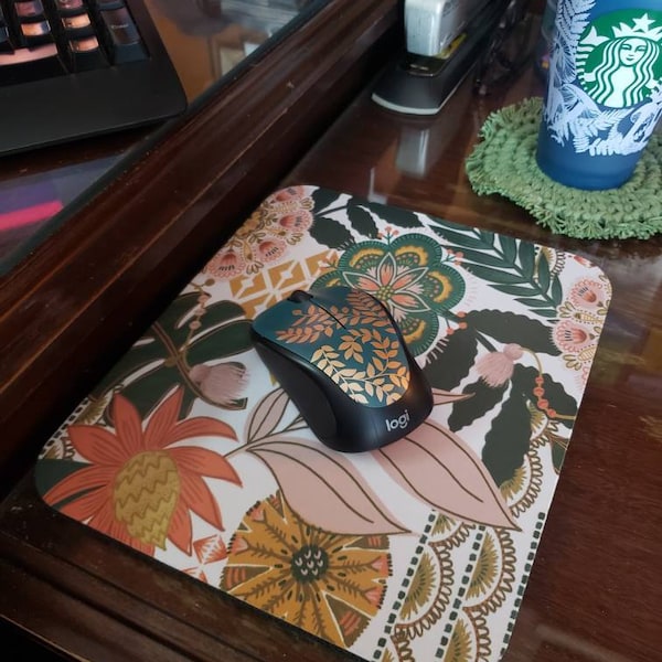 Boho Floral Mouse Pad | Office Decor | Desk Accessories | Women Desk ...