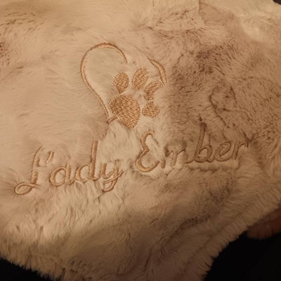 Ivory Embossed Paw With Minky Back Personalized Paw Print Blanket, Paw ...