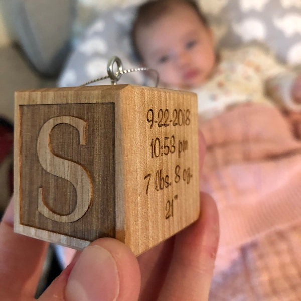 Personalized Baby Birth Block Ornament - Etsy