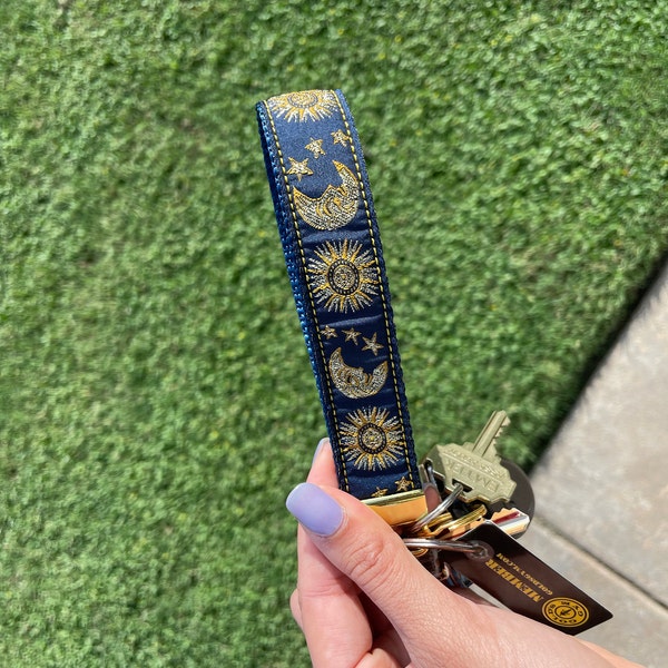 Sun and Moon Key Fob, With Brass Plated Hardware - Etsy