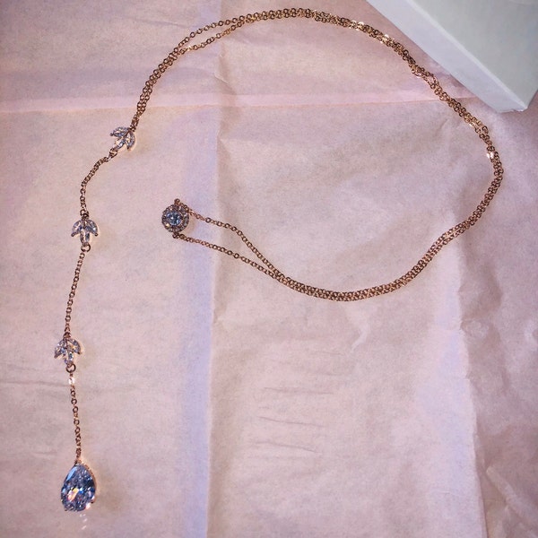 Rose Gold Back Necklace Back Drop Necklace Bridal Necklace Bridal ...