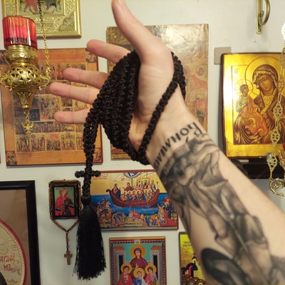 Burgundy Pearl and Silver 150 Knot Eastern Orthodox Prayer Row. Saint ...