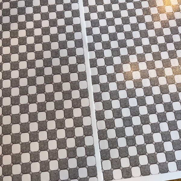 5 DIFFERENT DOLLSHOUSE Floor Tile Sheet Paper or Peel and Stick SCALE 1 ...