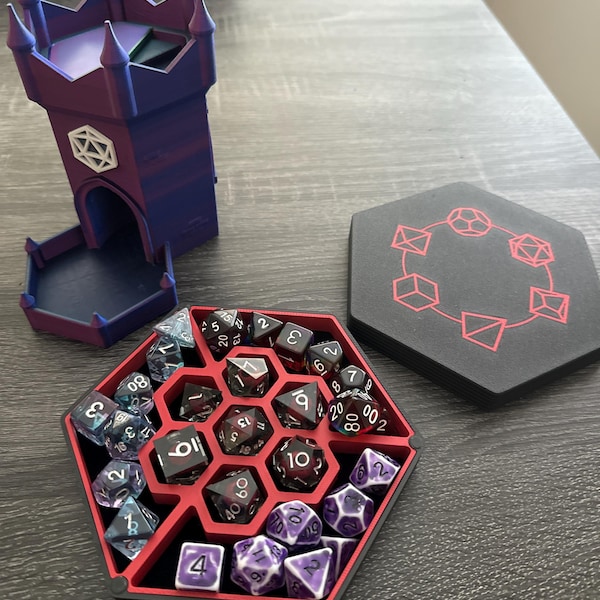 Dungeon and Dragons Double Layer Dice Box Multi Dice Storage 8 Sets ...