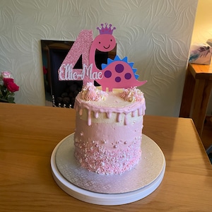 Personalised Princess Dinosaur Cake Topper ANY AGE NAME Personalised ...