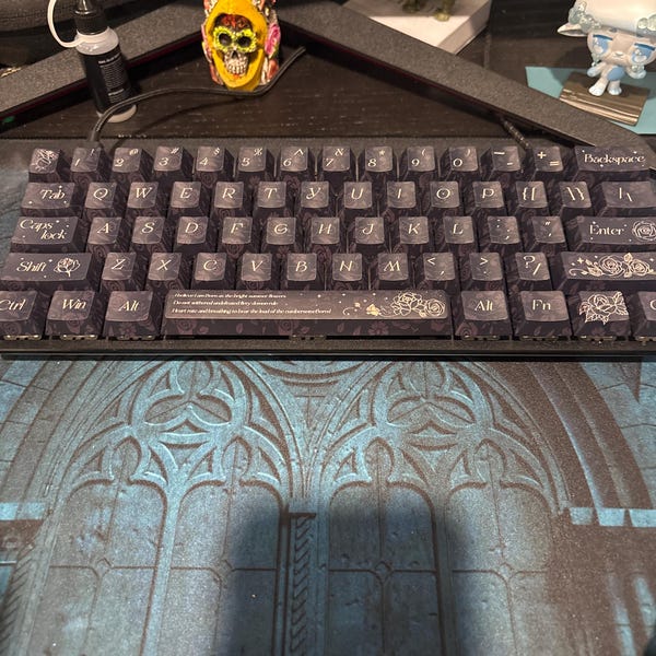 Jet Black Rose Keycaps | Cherry Profile Keycap Set | PBT Material ...