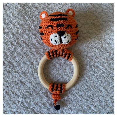 CROCHET PATTERN Timmy the Tiger Crochet Amigurumi Rattle Teether Ring ...
