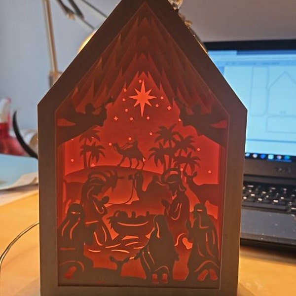 Nativity Scene Christmas Lanterns SVG Light Box - 3D Christmas Shadow Box, Xmas Decorations ...