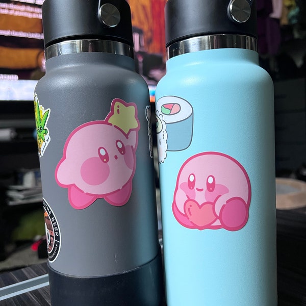 Kirby Star & Heart Vinyl Stickers / Water Bottle, Laptop, Notebook ...