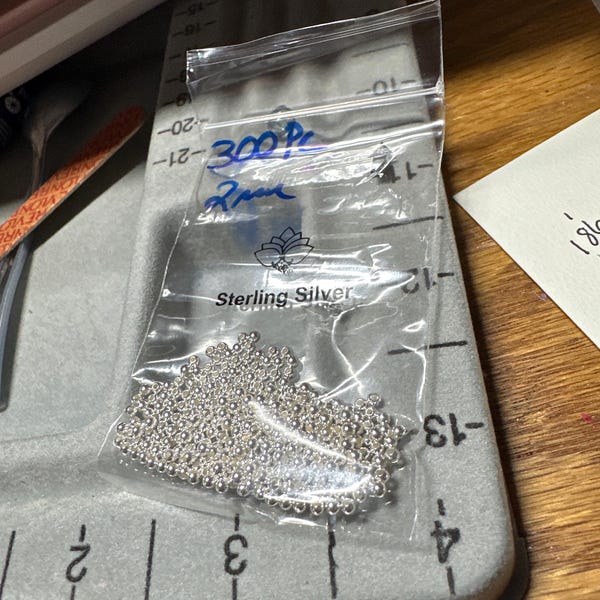 300pc, 2mm Beads, 2mm Sterling Silver Beads, Polished Plain Beads ...